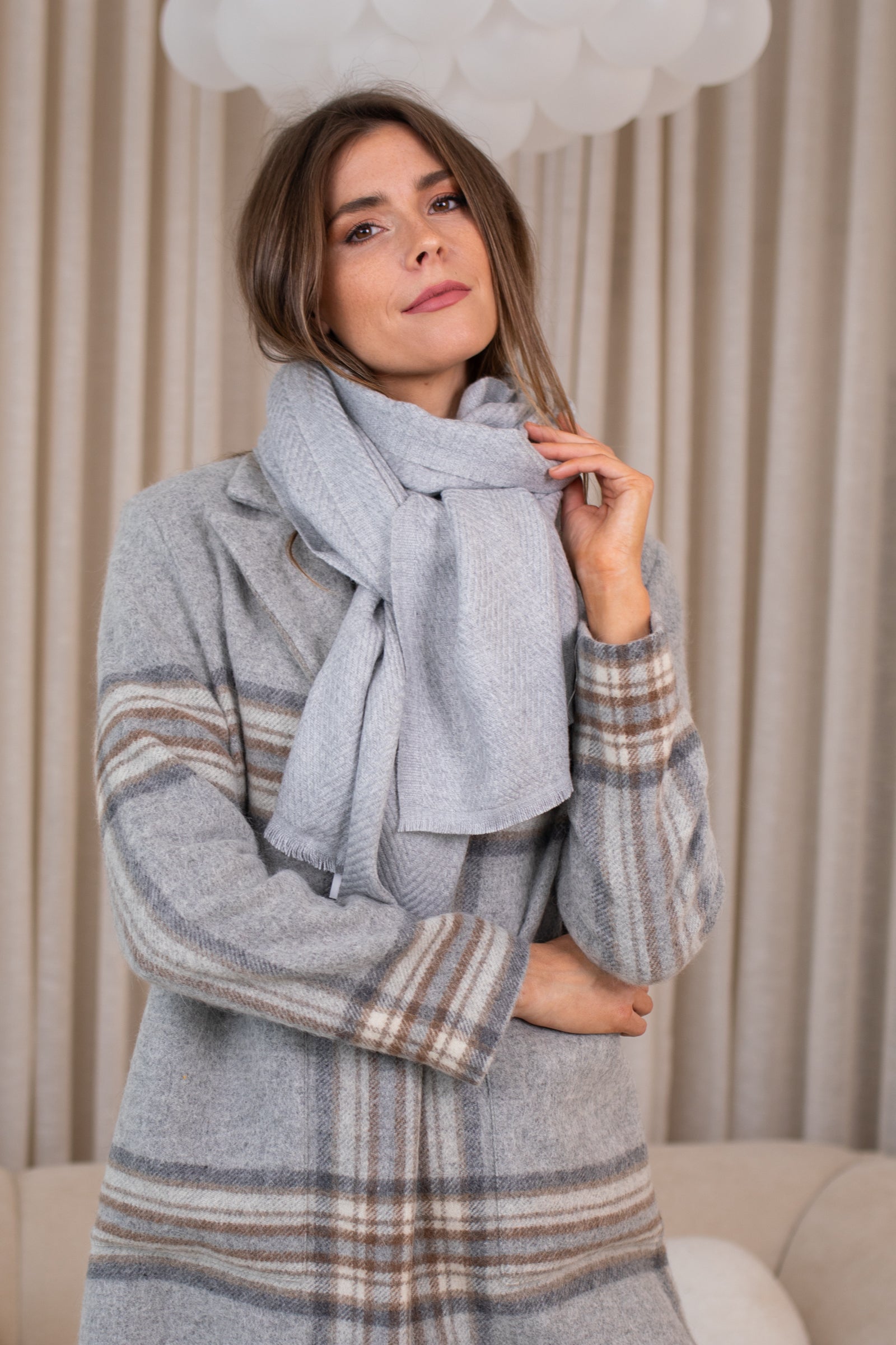 Grey scarf curtain store